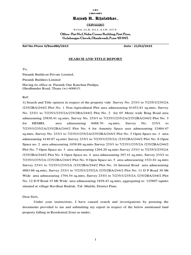 FINAL Phase II - Title Report 2023 | PDF | Private Law