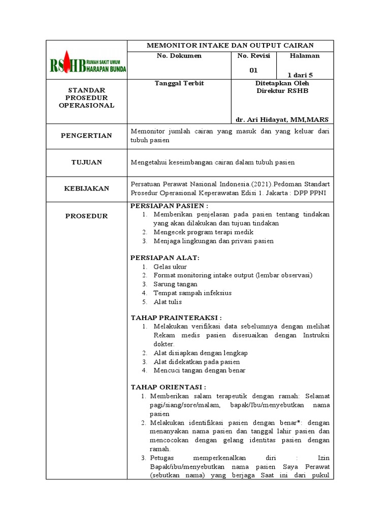 Spo Monitor Intake Dan Output | PDF