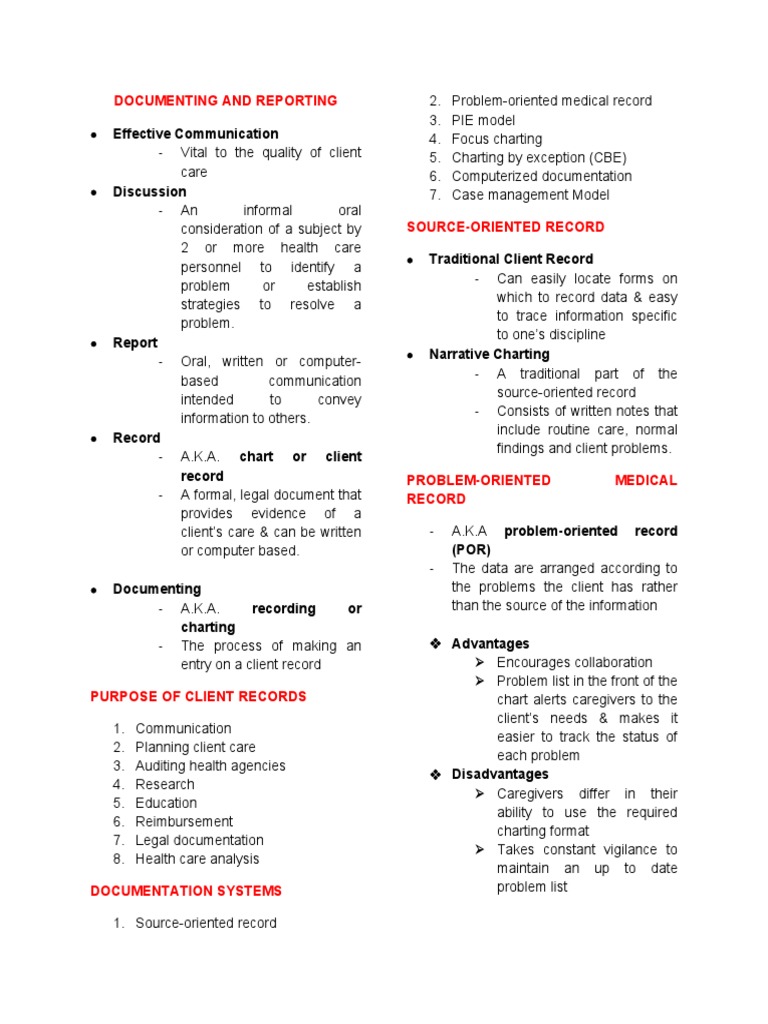 Documenting and Reporting | PDF | Nursing | Electronic Health Record