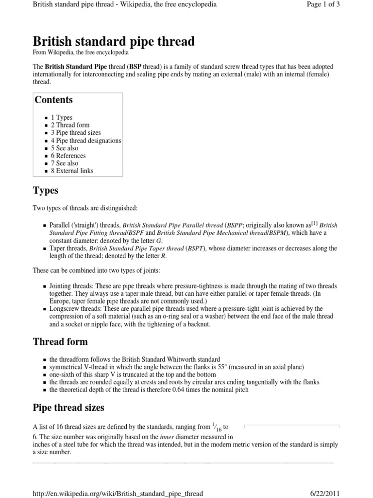BSP Threads | PDF | Pipe (Fluid Conveyance) | Metalworking