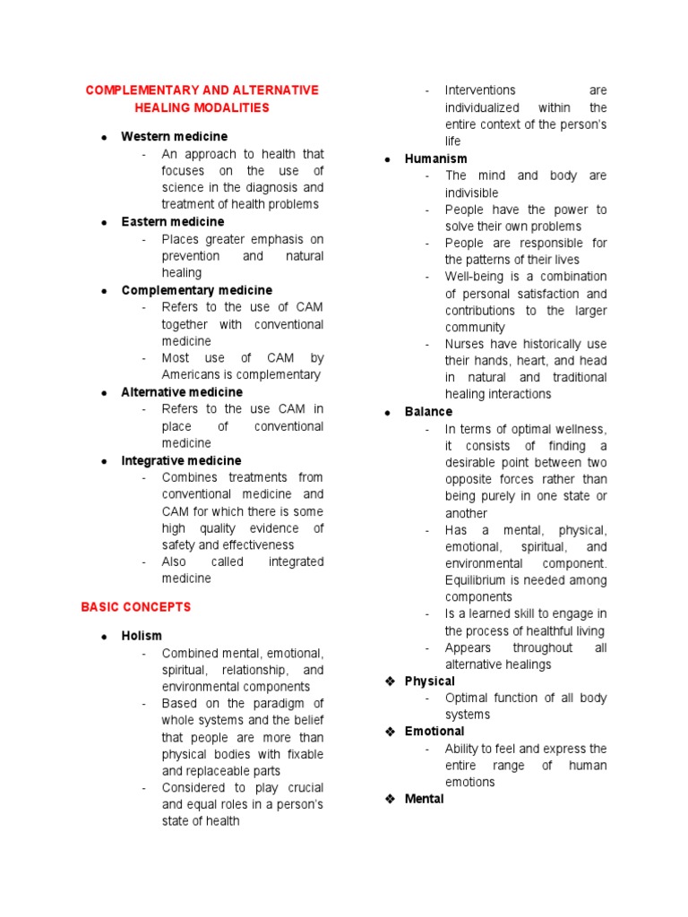 Complementary and Alternative Healing Modalities | PDF | Alternative ...