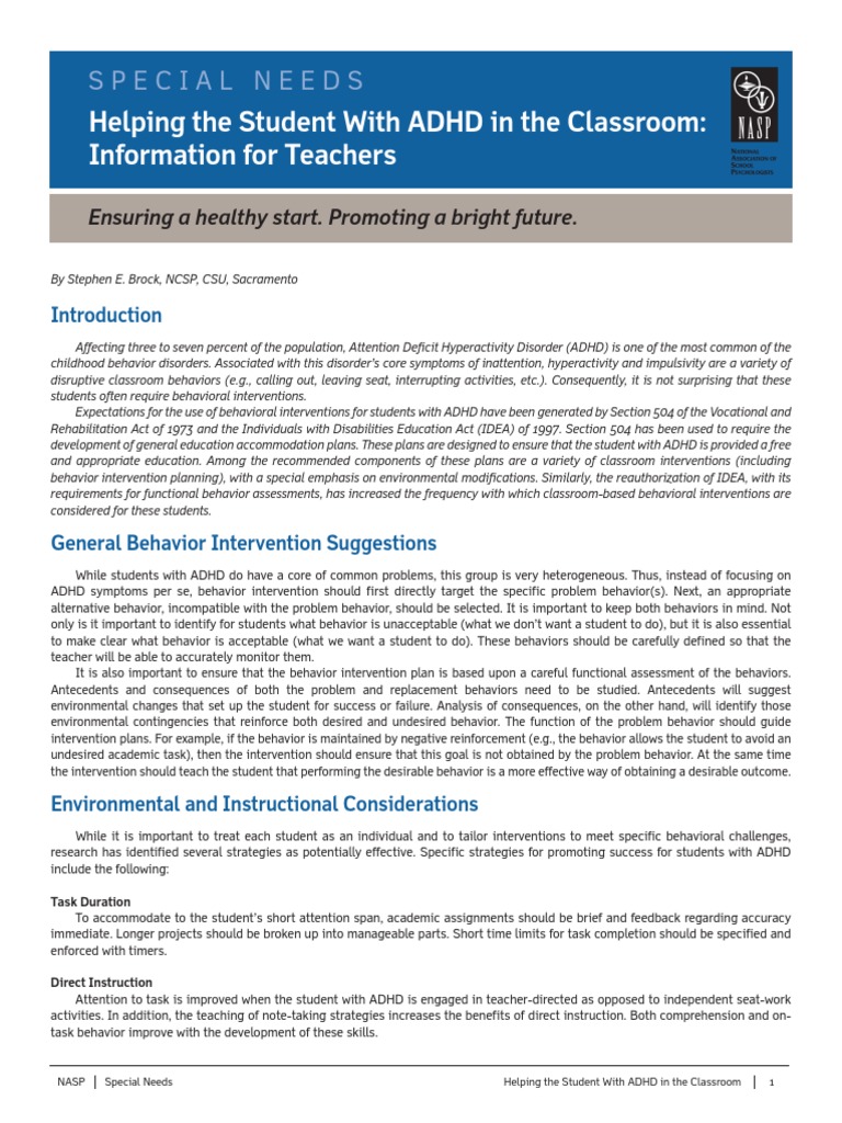 ADHD Classroom Strategies | PDF