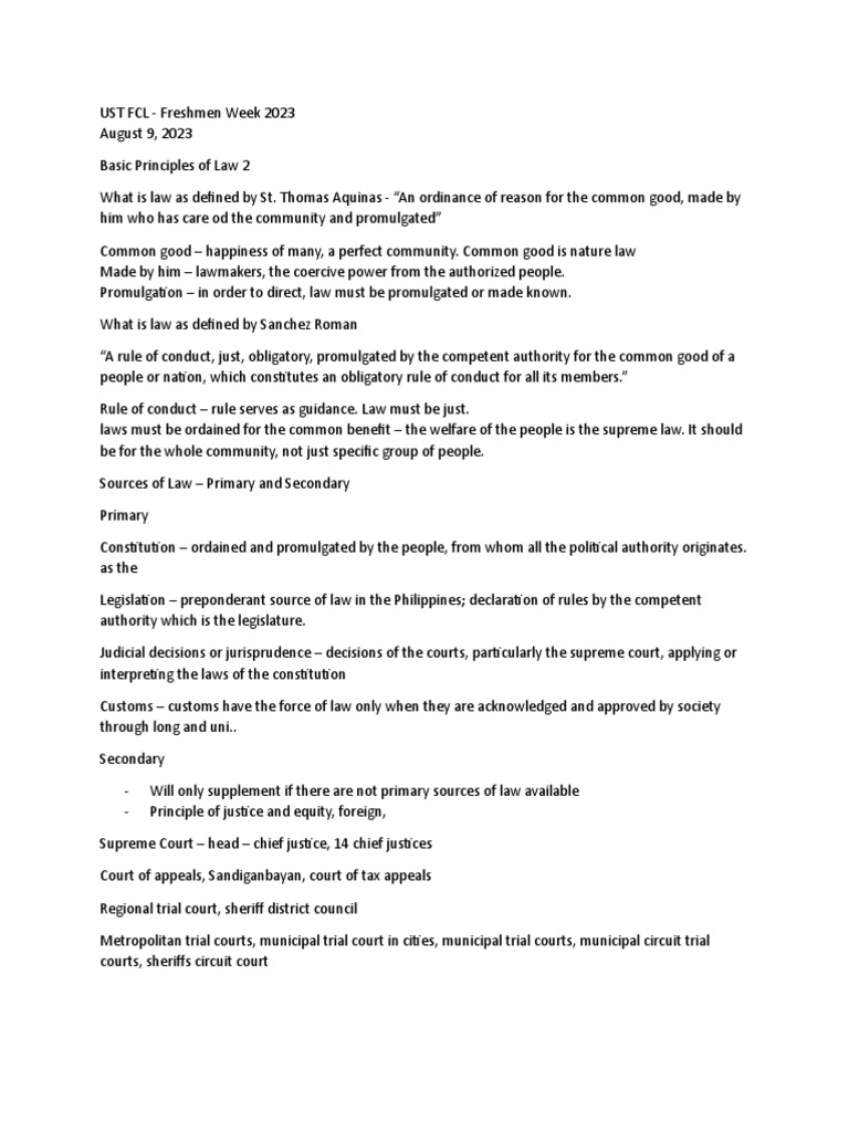 UST FCL Orientation 1 | PDF | Sources Of Law | Constitution