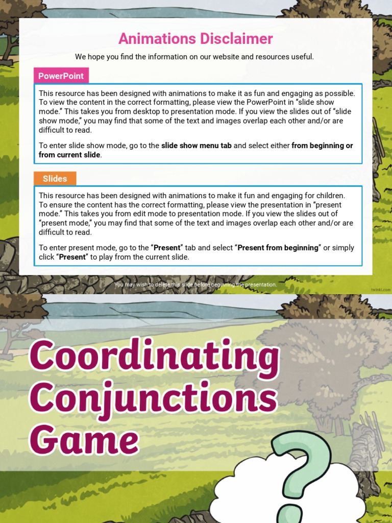 Us2 e 142 Coordinating Conjunctions Powerpoint Game Ver 2 | PDF ...