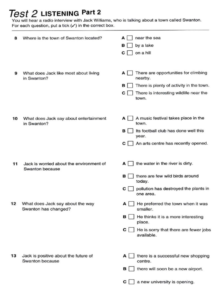 LISTENING TEST 2 PART 2 | PDF