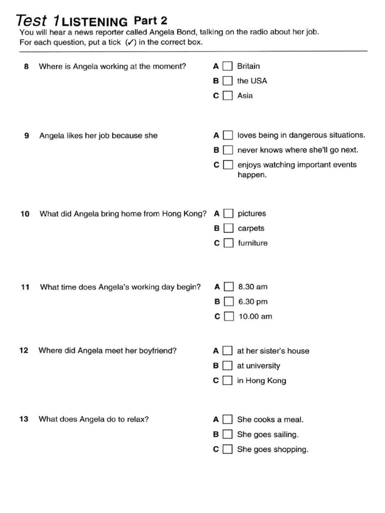 Listening Test 1 Part 2 | PDF