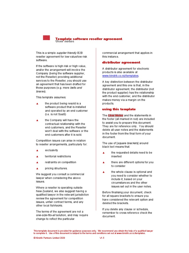 B2B Software Reseller Agreement Template | PDF | Fee | Business