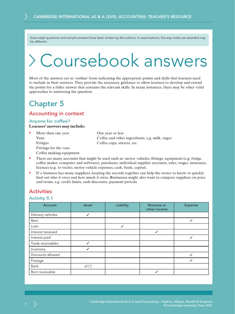 Chapter 5 Answers | PDF | Debits And Credits | Business