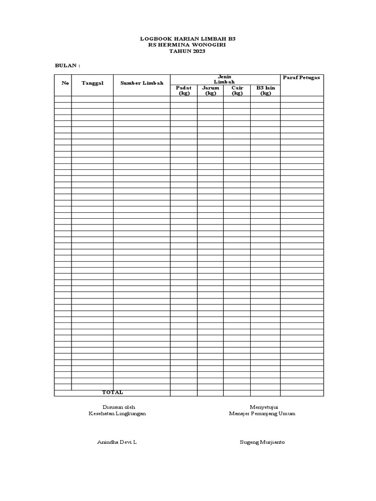 Logbook Harian Sampah | PDF