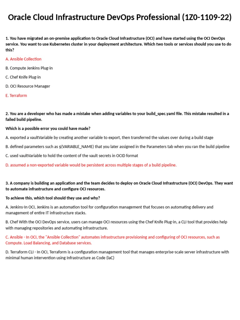 1Z0-1109-22 - OCI Devops Professional | PDF | Cloud Computing | Software Development