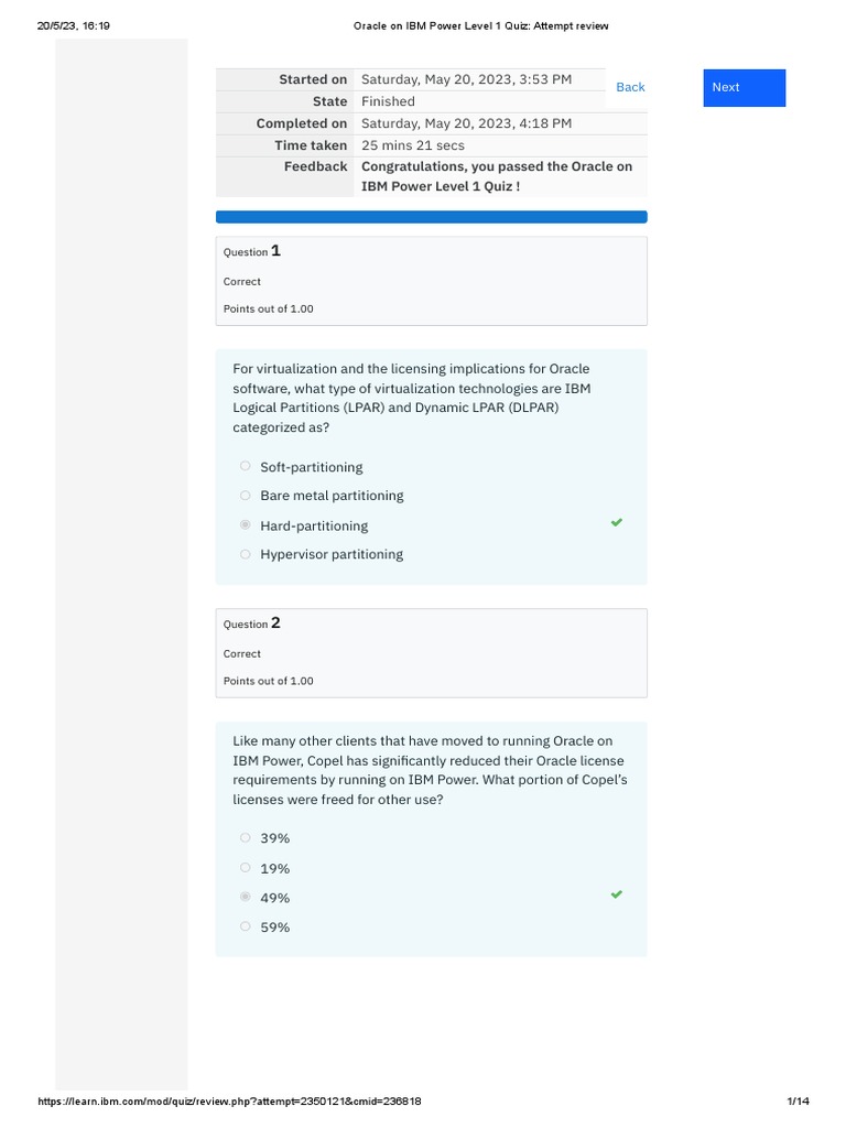 Oracle on IBM Power Quiz Review | PDF | Oracle Corporation | Cloud ...