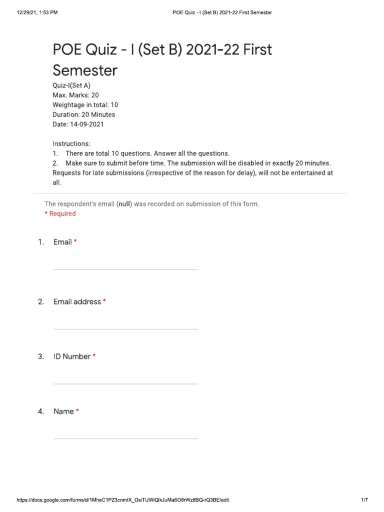 Quiz 1 Set B Questions | PDF