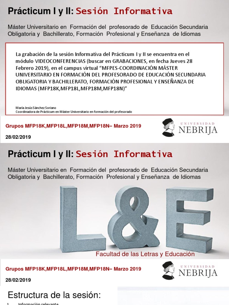 Sesión Informativa PRACTICUM I Y II | PDF | Maestros | Evaluación