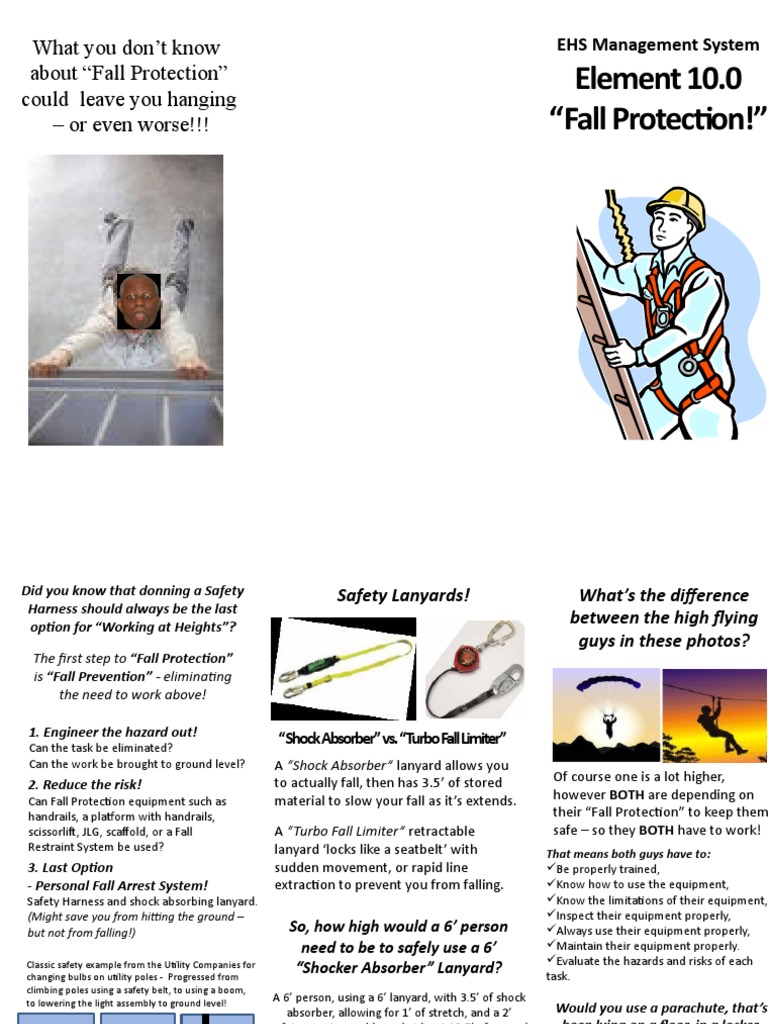 Fall Protection One Pager | PDF | Seat Belt | Manufactured Goods