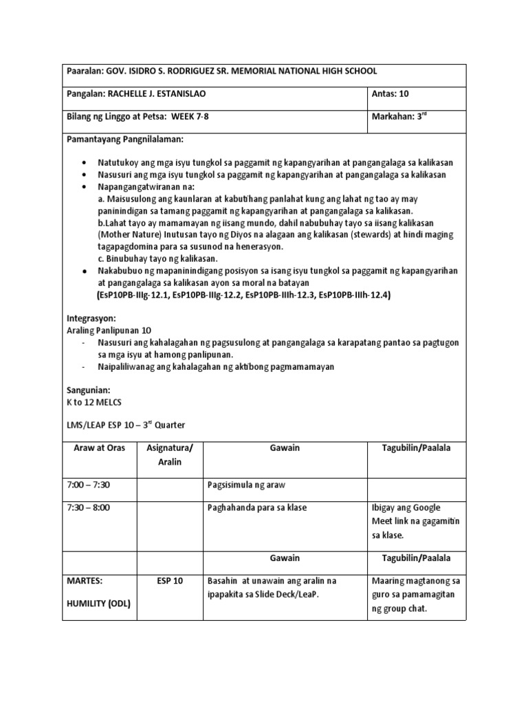 Esp10 - WHLP Q4 W7&8 | PDF
