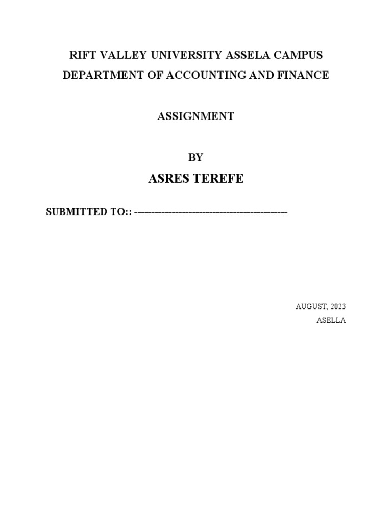 Rift Valley University Assela Campus | PDF | Banks | Money