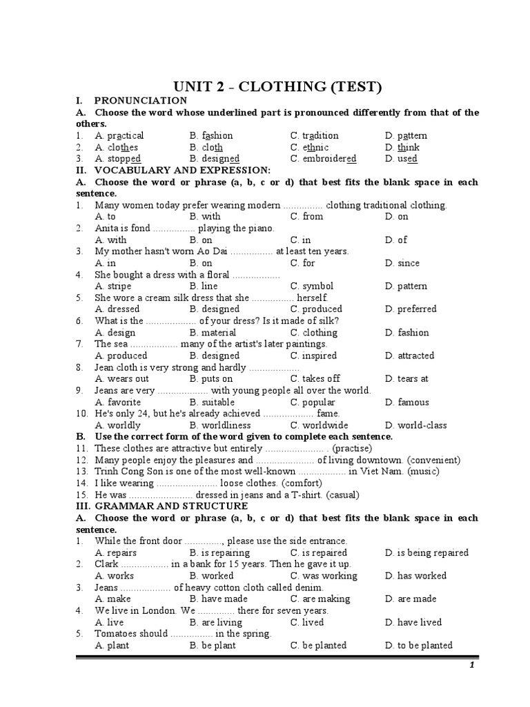 Test 1 | PDF | Jeans | Clothing