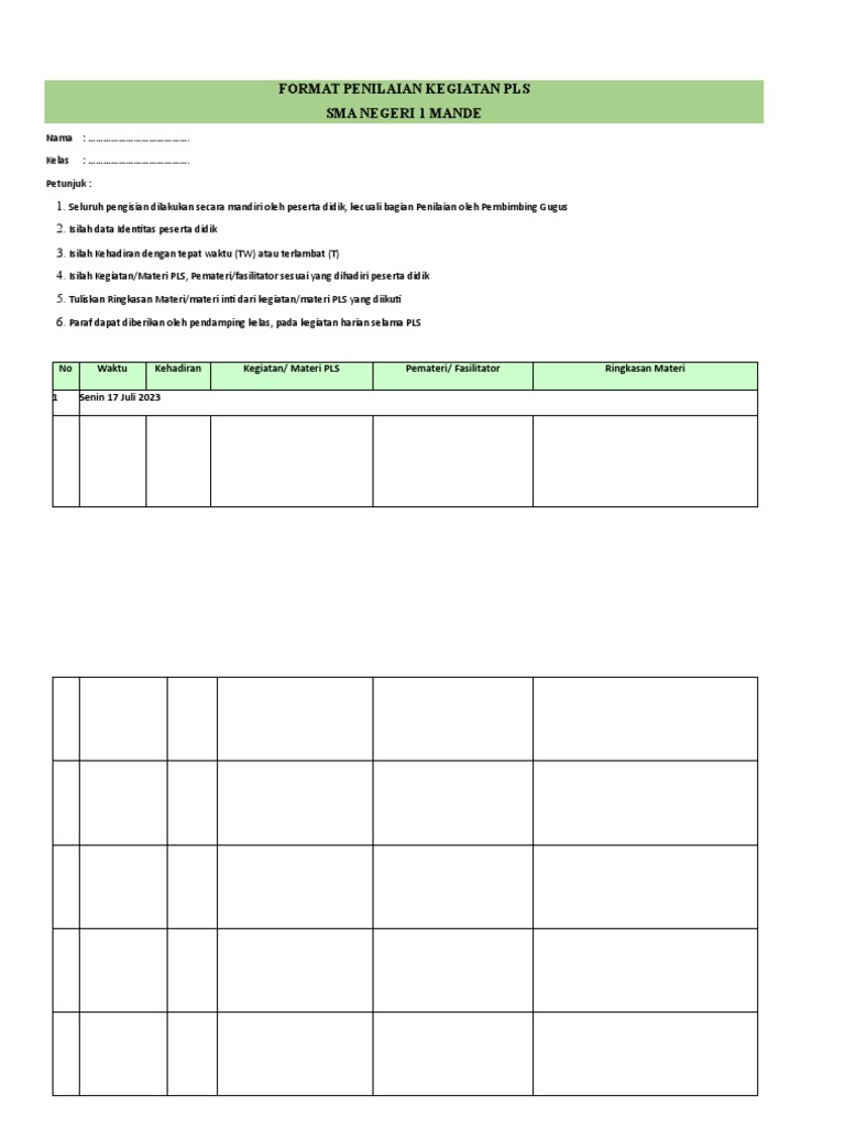 Format Penilaian PLS | PDF