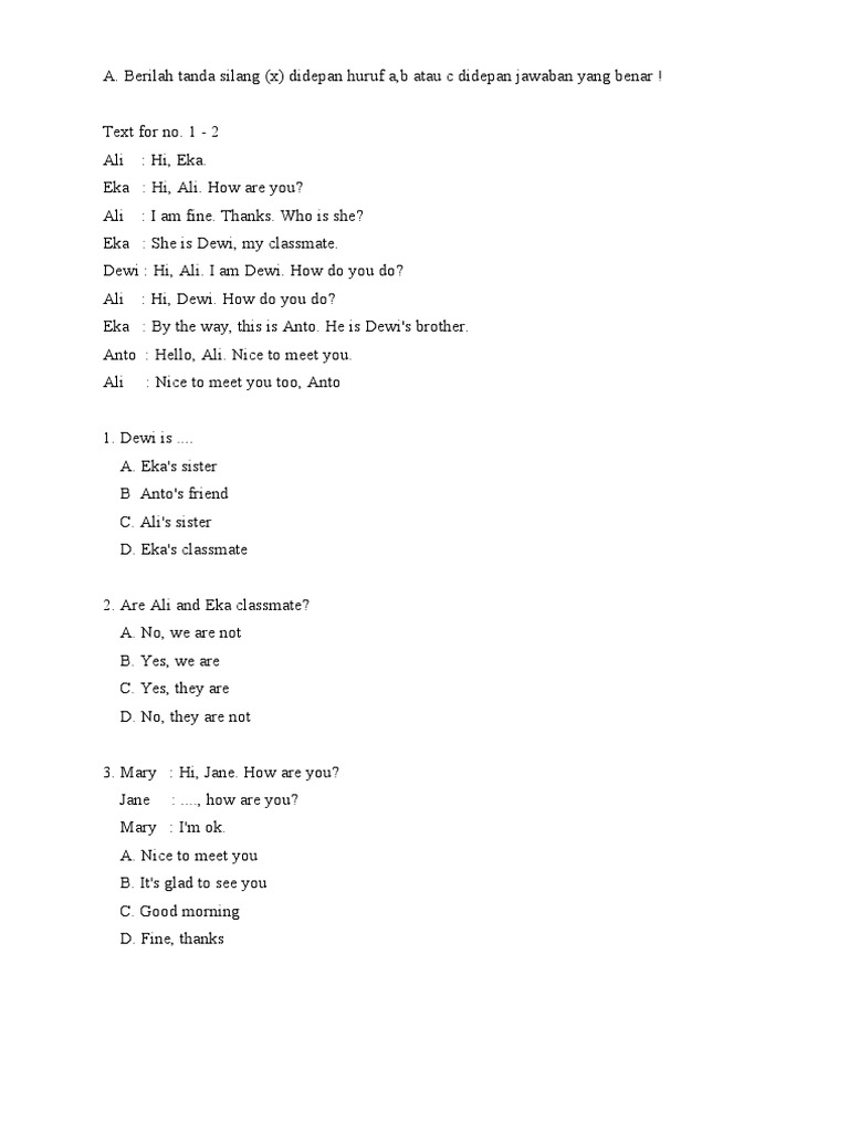 English Dialogue and Comprehension Exercises | PDF | Language Arts & Discipline | Art