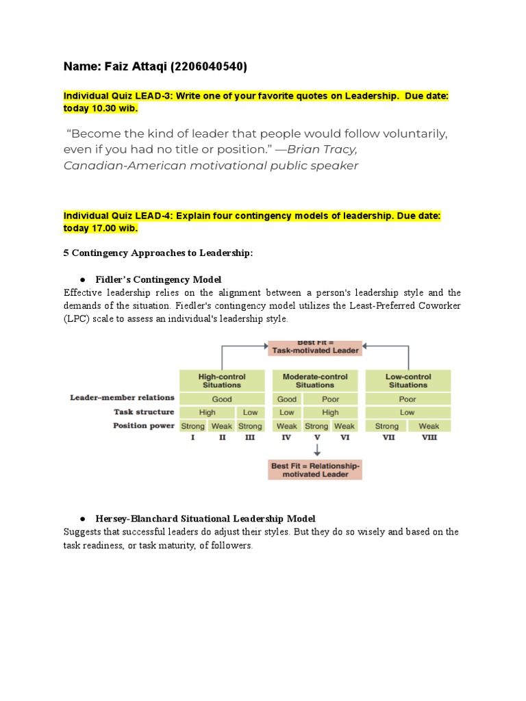LEAD QUIZ 3&4 - Faiz Attaqi | PDF