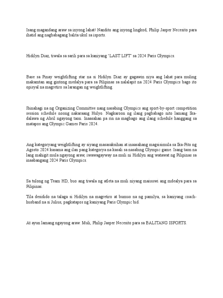 Balitang Isports | PDF