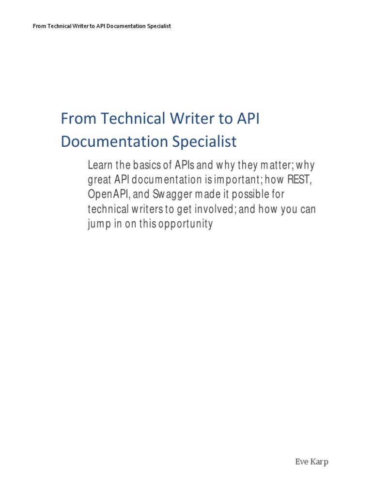 Transitioning to API Documentation Expert | PDF | Representational ...