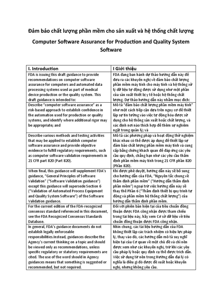 CSA Guidance FDA Vi Version | PDF