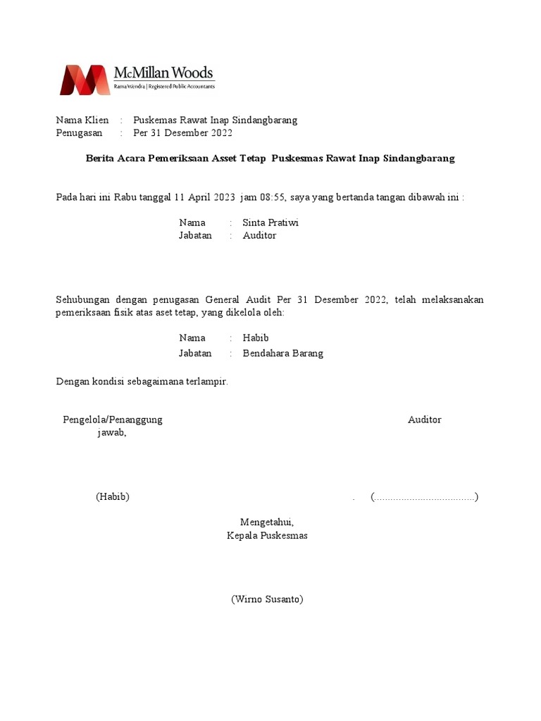 BAP Fixed Asset Opname | PDF