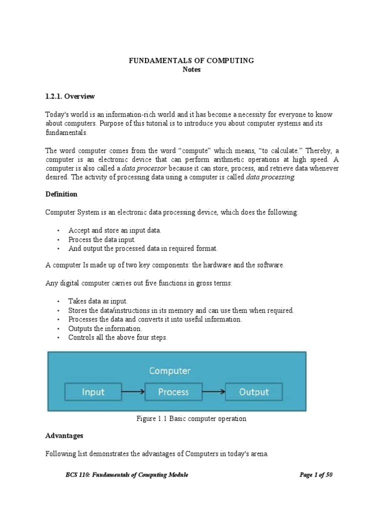 Fundamentals of Computing Notes | PDF | Random Access Memory | Computer ... Fundamentals of Computing Notes | PDF | Random Access Memory | Computer ...