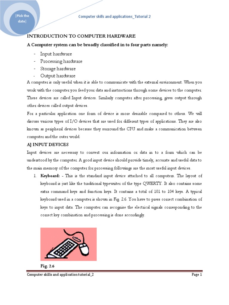 Introduction To Computer Hardware Pdf Computer Data Storage Read Only Memory