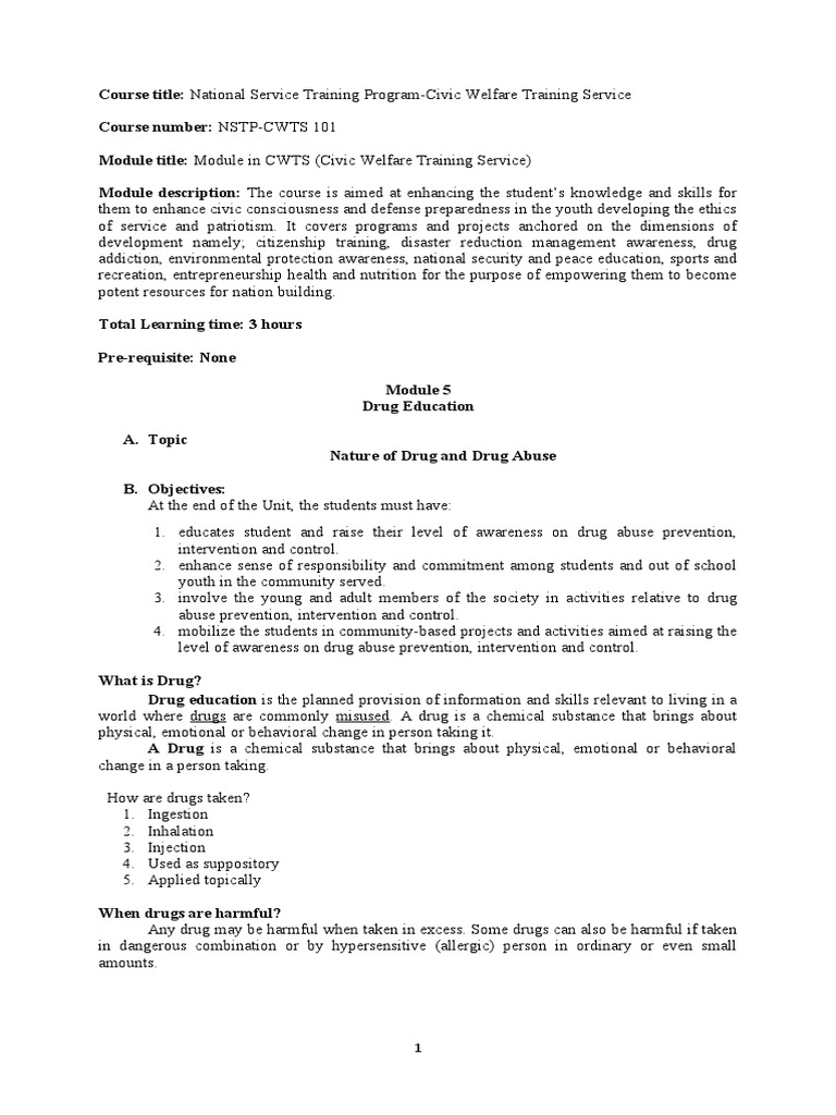 Module in Cwts 5 | PDF | Psychoactive Drugs | Cocaine