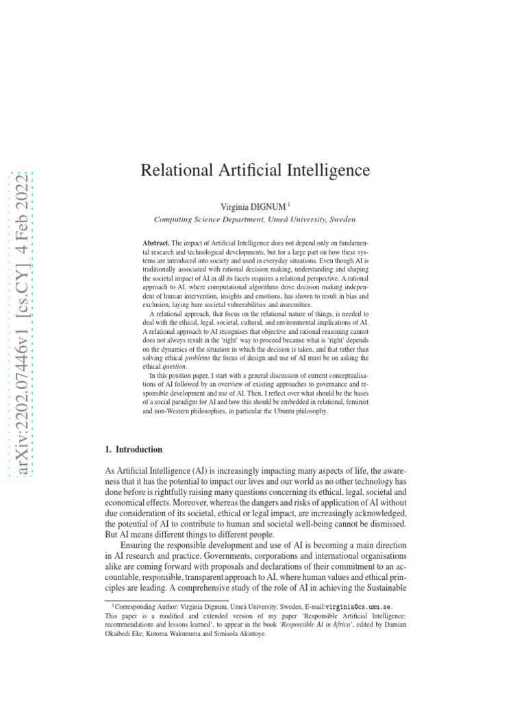 Relational_Artificial_Intelligence | PDF | Artificial Intelligence | Intelligence (AI) & Semantics