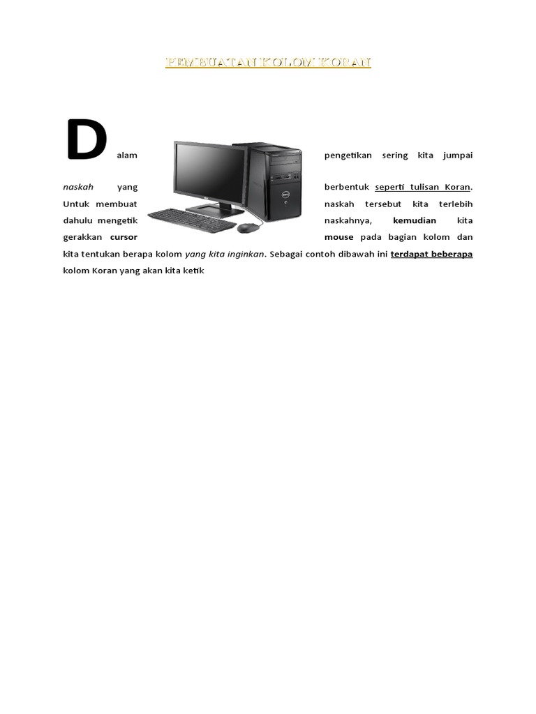 Bahan Tugas Buat Kolom Koran Word 97 | PDF