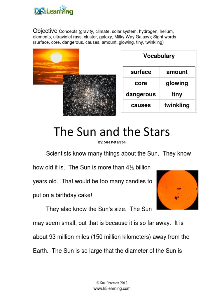 Homework Sun and Stars RC | PDF | Sun | Stars
