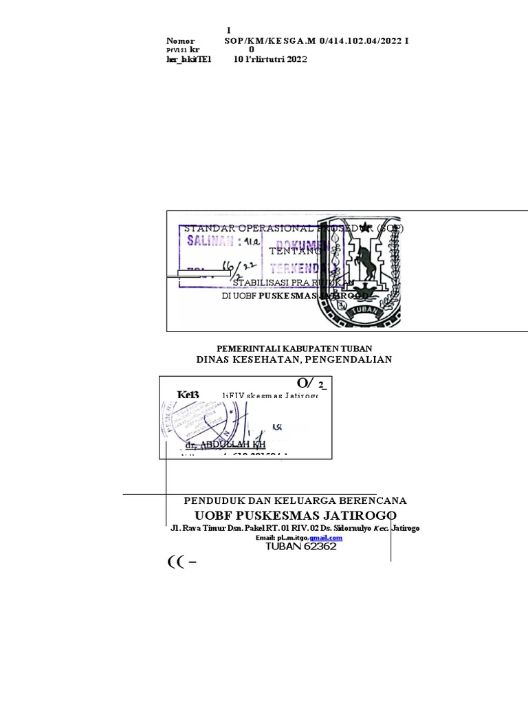 SOP Stabilisasi Pra Rujukan | PDF