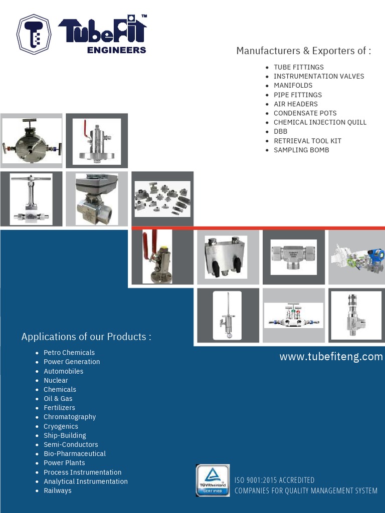Tubefit Inc: Industrial Valve Solutions | PDF | Valve | Pipe (Fluid ...