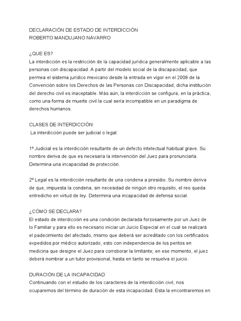 Declaración de Estado de Interdicción | PDF | Castigos | Perdón