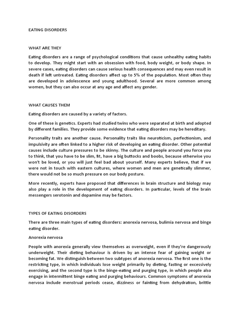 Eating Disorder Pdf Eating Disorder Bulimia Nervosa
