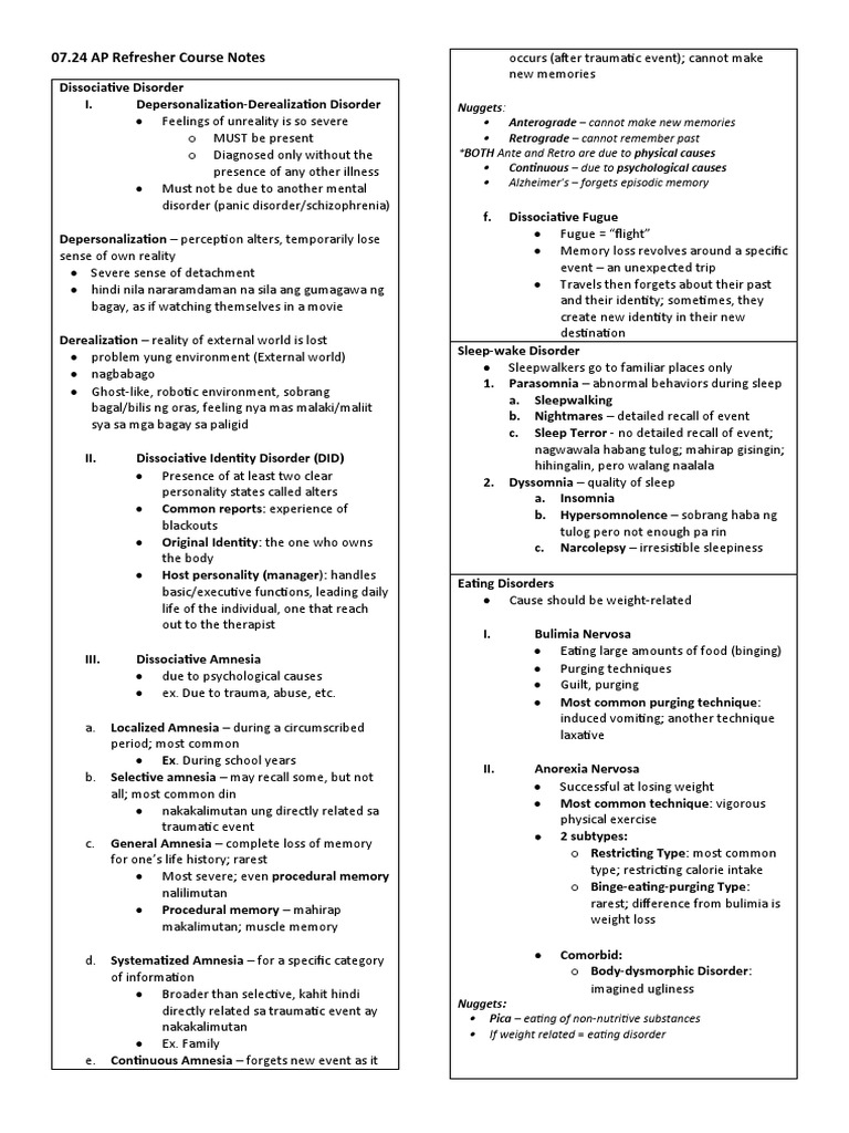 07.24 AP Refresher Course Notes-Revised | PDF | Eating Disorder ...