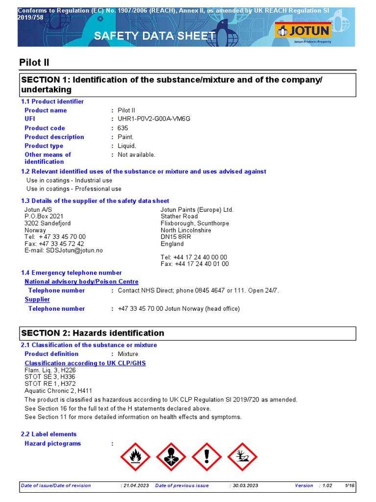 SDS 635 Pilot II Euk GB | PDF | Firefighting | Firefighter