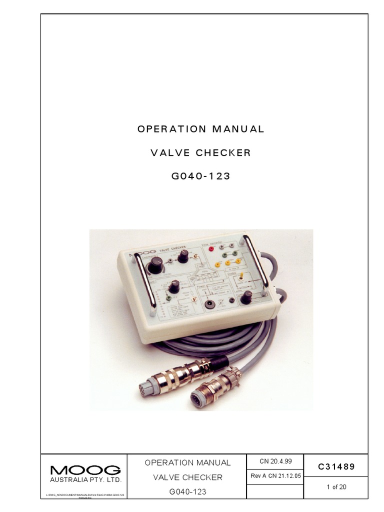 Operation Manual Valve Checker G | PDF | Vacuum Tube | Valve