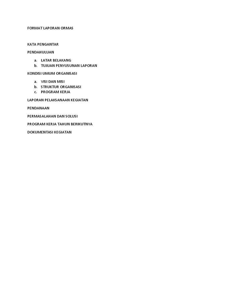 Contoh Format Laporan Ormas | PDF