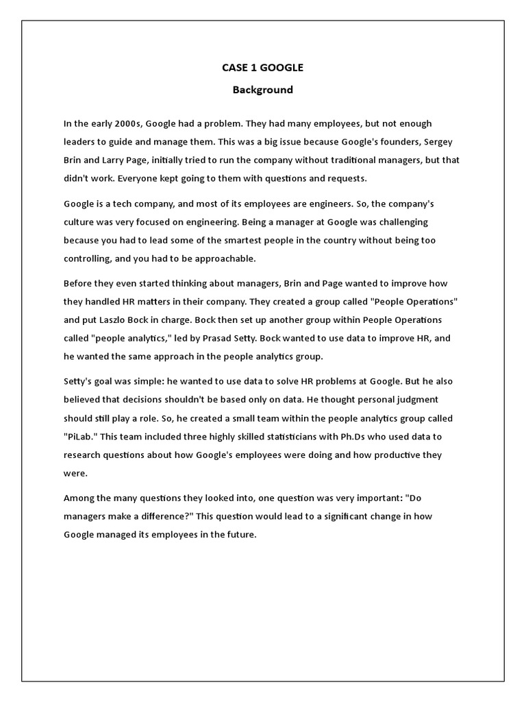 Case 1 Google | PDF | Cognition | Cognitive Science