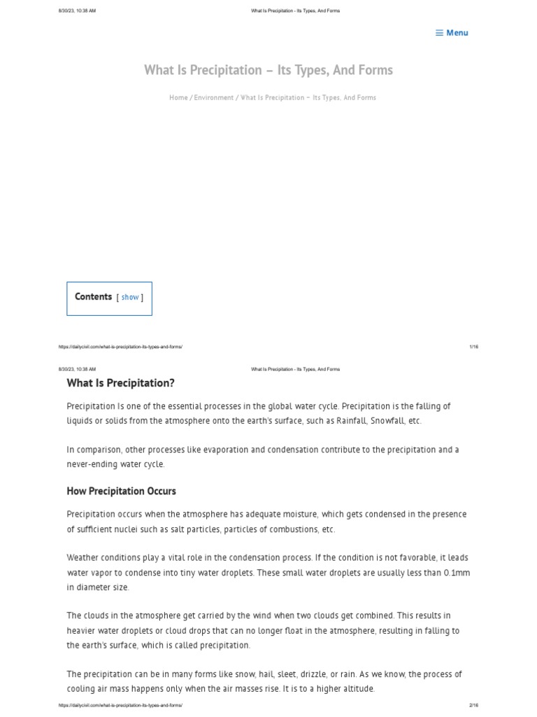 What Is Precipitation - Its Types, and Forms | Download Free PDF ...
