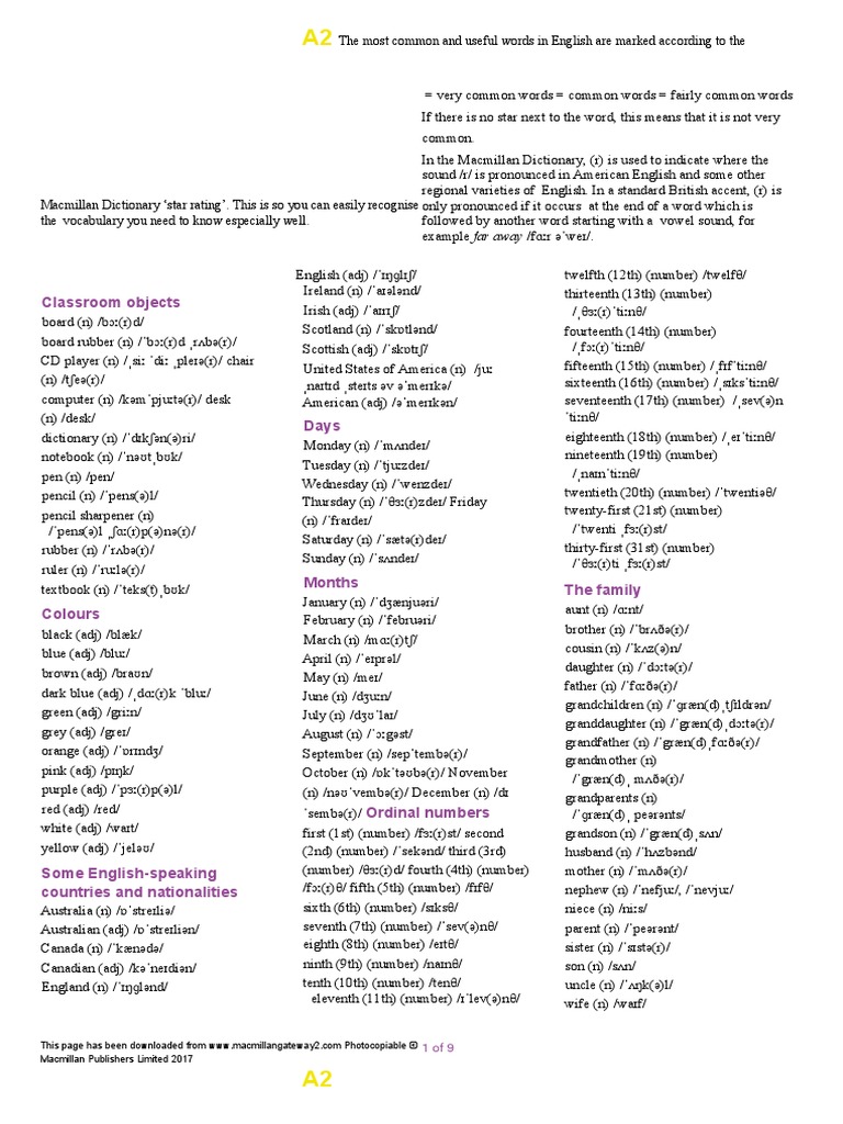 A2 Wordlist | PDF | English Language | Grandparent