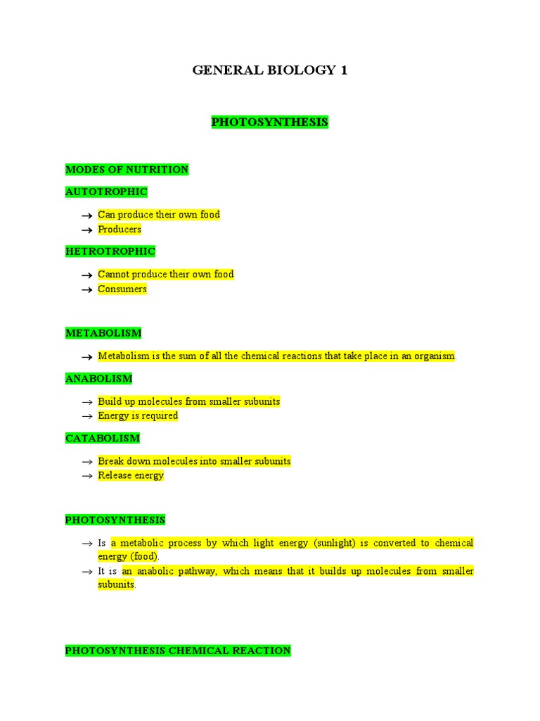 General Biology 1 (Photosynthesis) | PDF | Photosynthesis | Leaf