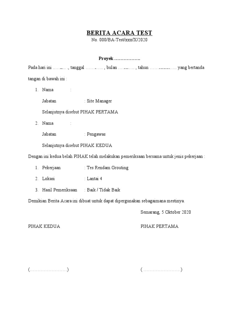 Pemeriksaan Tes Rendam Grouting | PDF