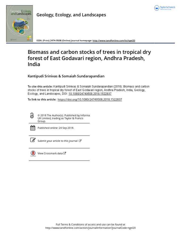 Biomass and Carbon Stocks of Trees in Tropical Dry | PDF | Climate ...
