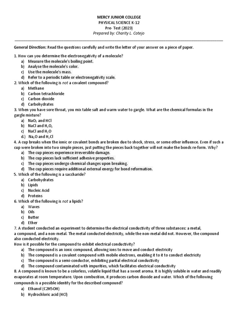 Physical Science Diagnostic Test | PDF | Force | Heliocentrism