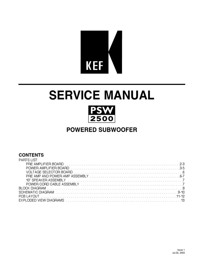 Kef psw-2500 | PDF | Audio Engineering | Computer Engineering